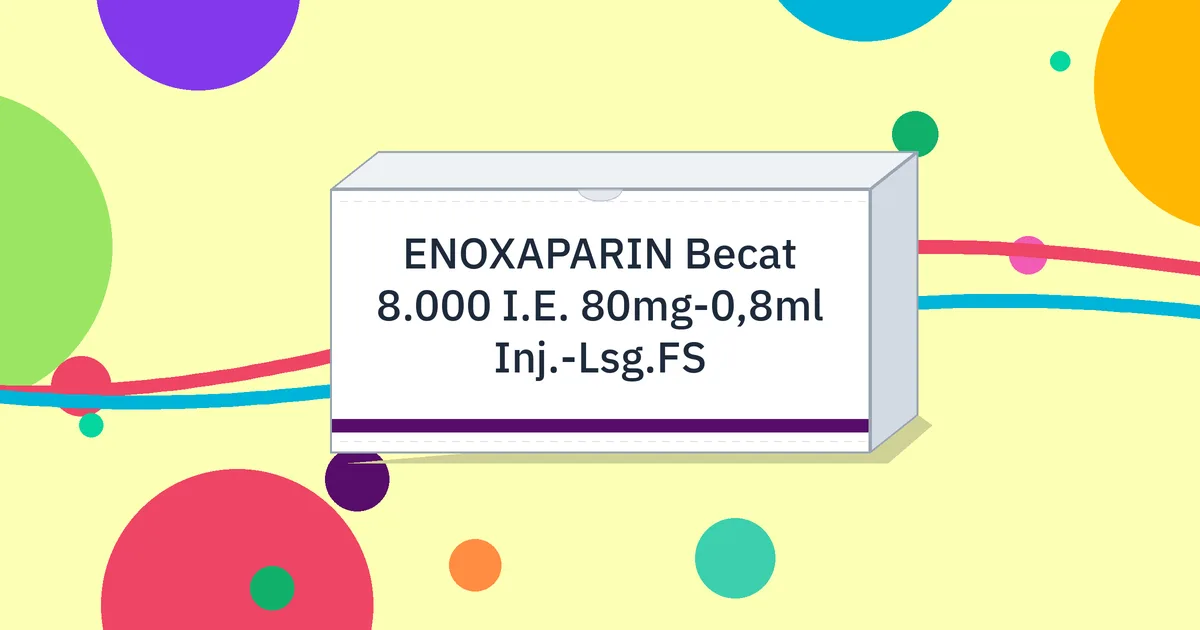 Symbolbild: Packung mit der Aufschrift ENOXAPARIN Becat 8.000 I.E. 80mg-0,8ml Inj.-Lsg.FS (PZN 16833618) – Verfügbarkeit und Bezug in Apotheken in Frankfurt am Main