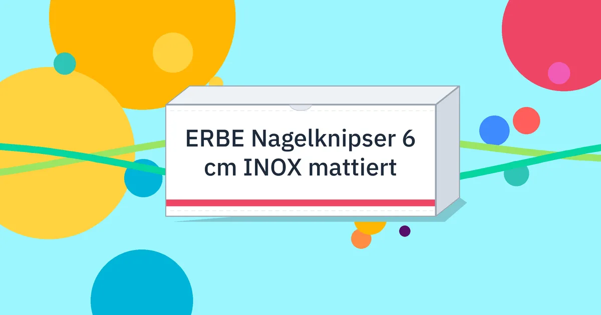 Symbolbild: Packung mit der Aufschrift ERBE Nagelknipser 6 cm INOX mattiert (PZN 14220923) – Verfügbarkeit und Bezug in Apotheken in Frankfurt am Main