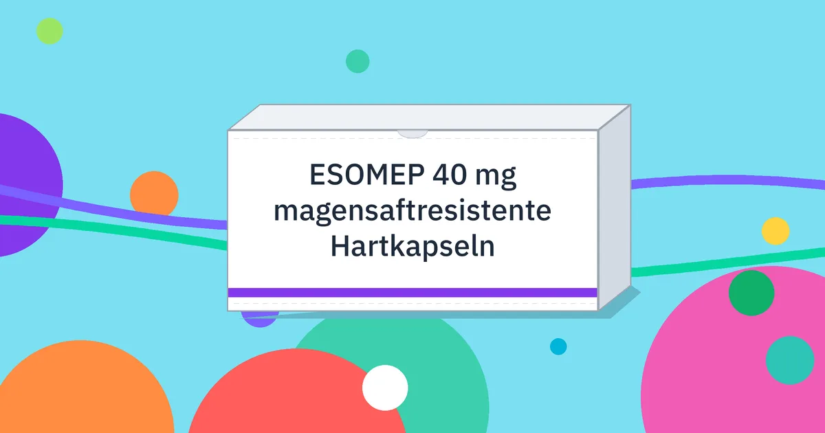 Symbolbild: Packung mit der Aufschrift ESOMEP 40 mg magensaftresistente Hartkapseln (PZN 18449019) – Verfügbarkeit und Bezug in Apotheken in Frankfurt am Main