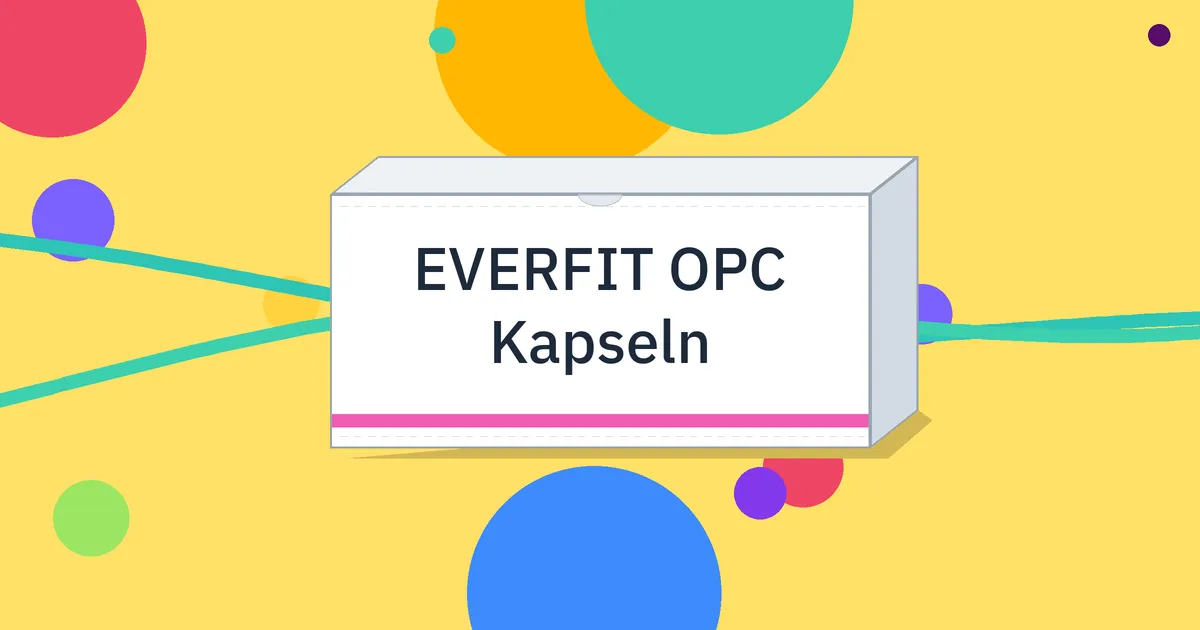 Symbolbild: Packung mit der Aufschrift EVERFIT OPC Kapseln (PZN 16033272) – Verfügbarkeit und Bezug in Apotheken in Frankfurt am Main