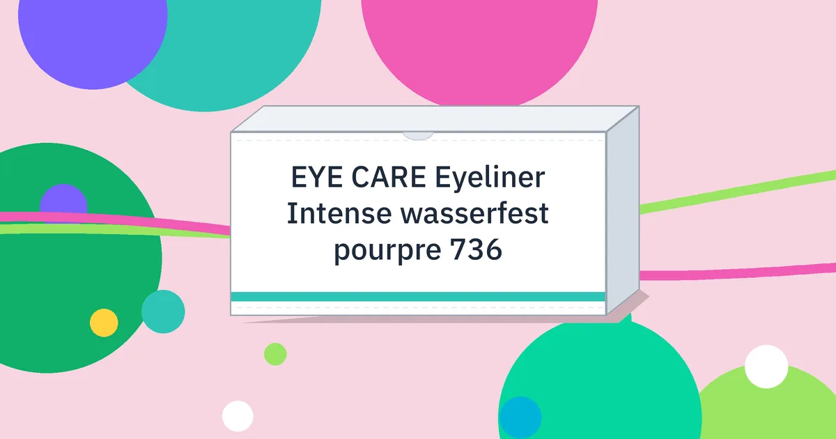 Symbolbild: Packung mit der Aufschrift EYE CARE Eyeliner Intense wasserfest pourpre 736 (PZN 20582694) – Verfügbarkeit und Bezug in Apotheken in Frankfurt am Main