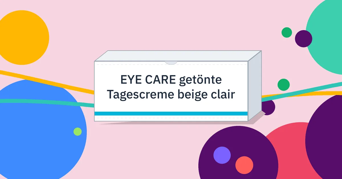 Symbolbild: Packung mit der Aufschrift EYE CARE getönte Tagescreme beige clair (PZN 15371156) – Verfügbarkeit und Bezug in Apotheken in Frankfurt am Main