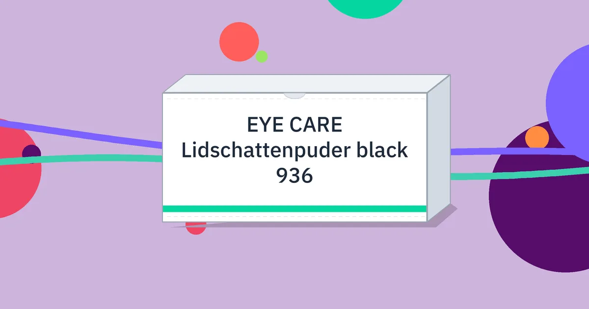 Symbolbild: Packung mit der Aufschrift EYE CARE Lidschattenpuder black 936 (PZN 14201771) – Verfügbarkeit und Bezug in Apotheken in Frankfurt am Main