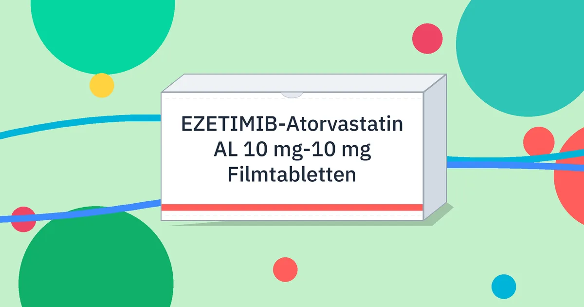 Symbolbild: Packung mit der Aufschrift EZETIMIB-Atorvastatin AL 10 mg-10 mg Filmtabletten (PZN 19181151) – Verfügbarkeit und Bezug in Apotheken in Frankfurt am Main