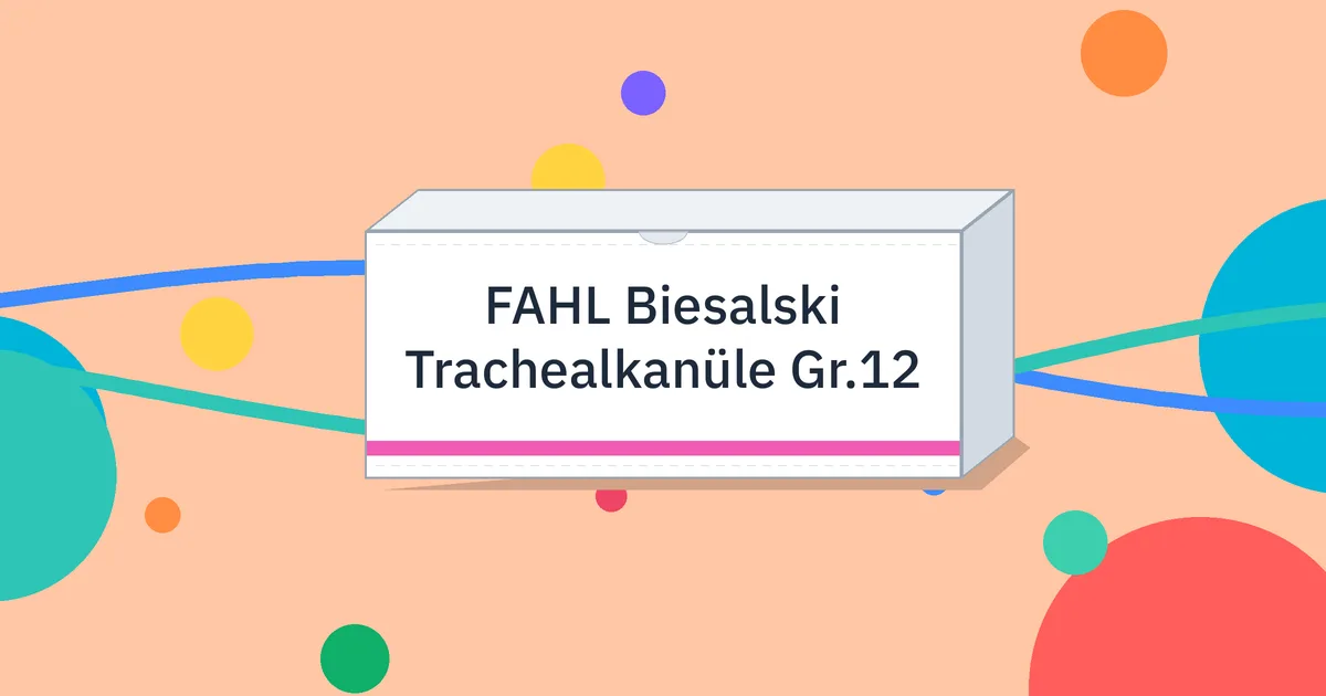 Symbolbild: Packung mit der Aufschrift FAHL Biesalski Trachealkanüle Gr.12 (PZN 10539094) – Verfügbarkeit und Bezug in Apotheken in Frankfurt am Main