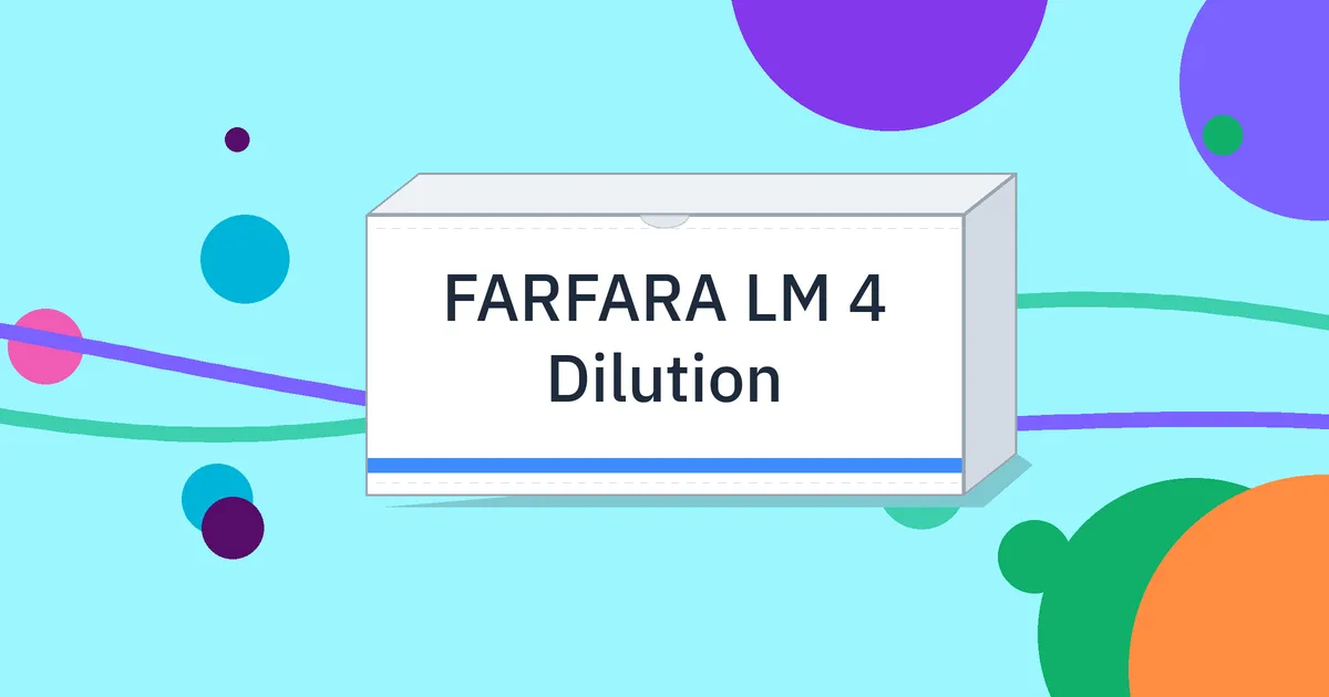 Symbolbild: Packung mit der Aufschrift FARFARA LM 4 Dilution (PZN 13487311) – Verfügbarkeit und Bezug in Apotheken in Frankfurt am Main