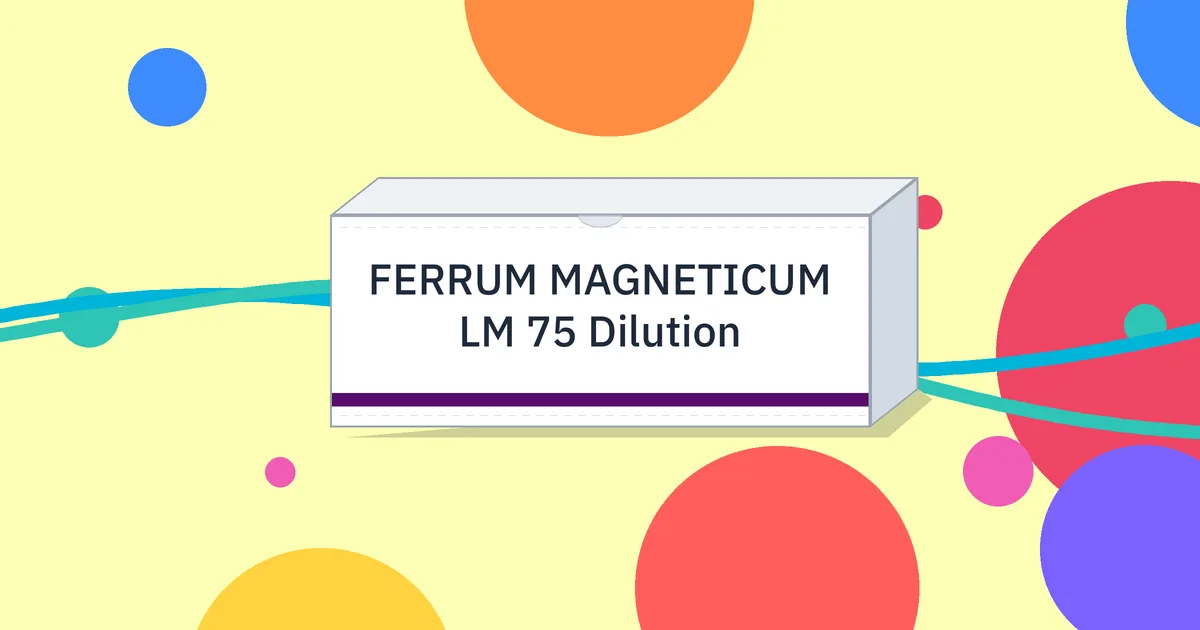 Symbolbild: Packung mit der Aufschrift FERRUM MAGNETICUM LM 75 Dilution (PZN 12850117) – Verfügbarkeit und Bezug in Apotheken in Frankfurt am Main