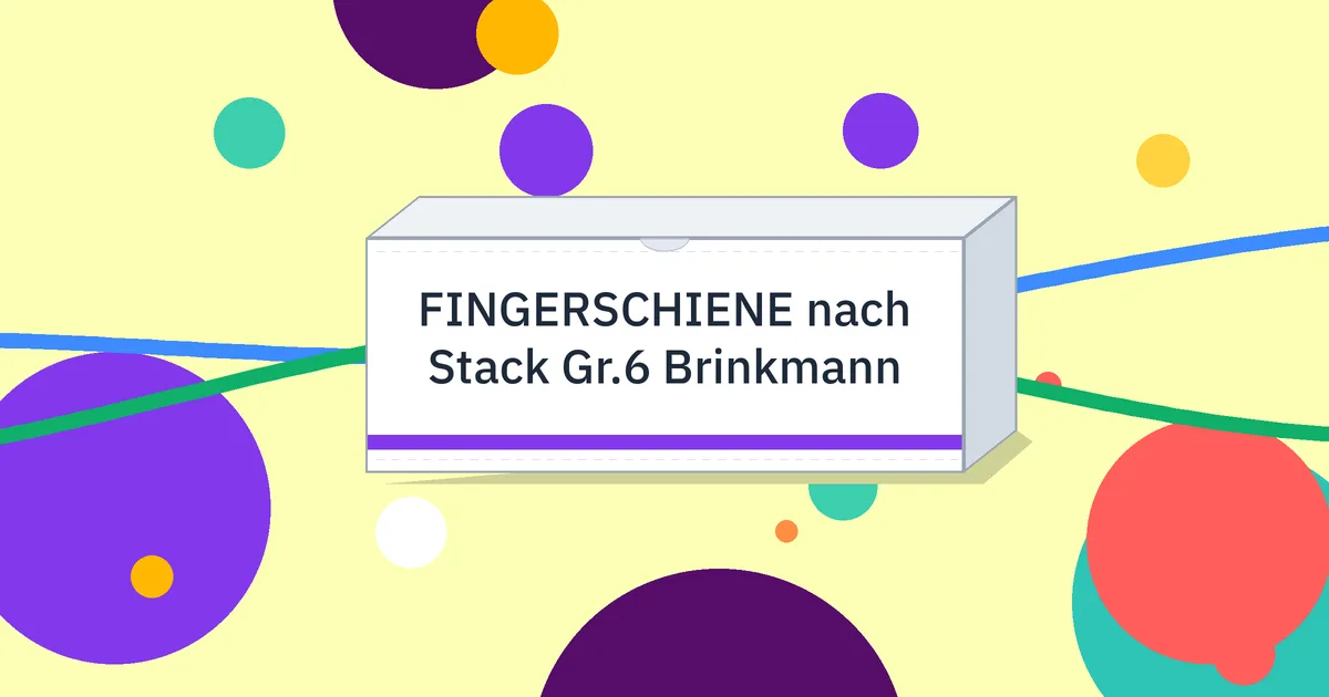 Symbolbild: Packung mit der Aufschrift FINGERSCHIENE nach Stack Gr.6 Brinkmann (PZN 10214073) – Verfügbarkeit und Bezug in Apotheken in Frankfurt am Main