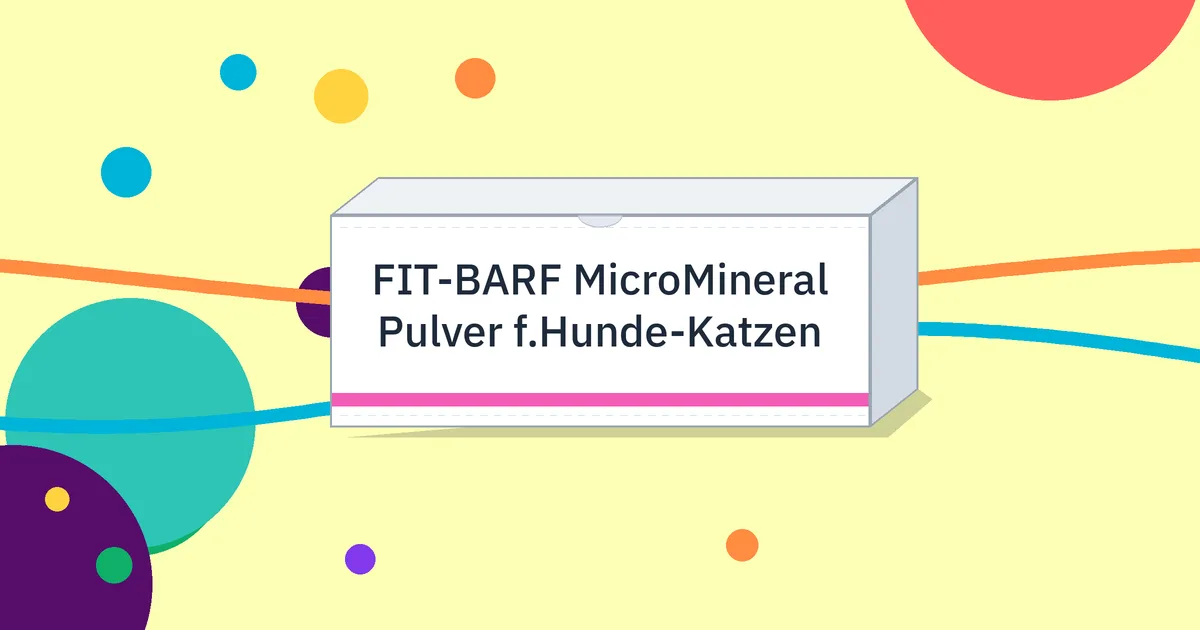 Symbolbild: Packung mit der Aufschrift FIT-BARF MicroMineral Pulver f.Hunde-Katzen (PZN 10382468) – Verfügbarkeit und Bezug in Apotheken in Frankfurt am Main