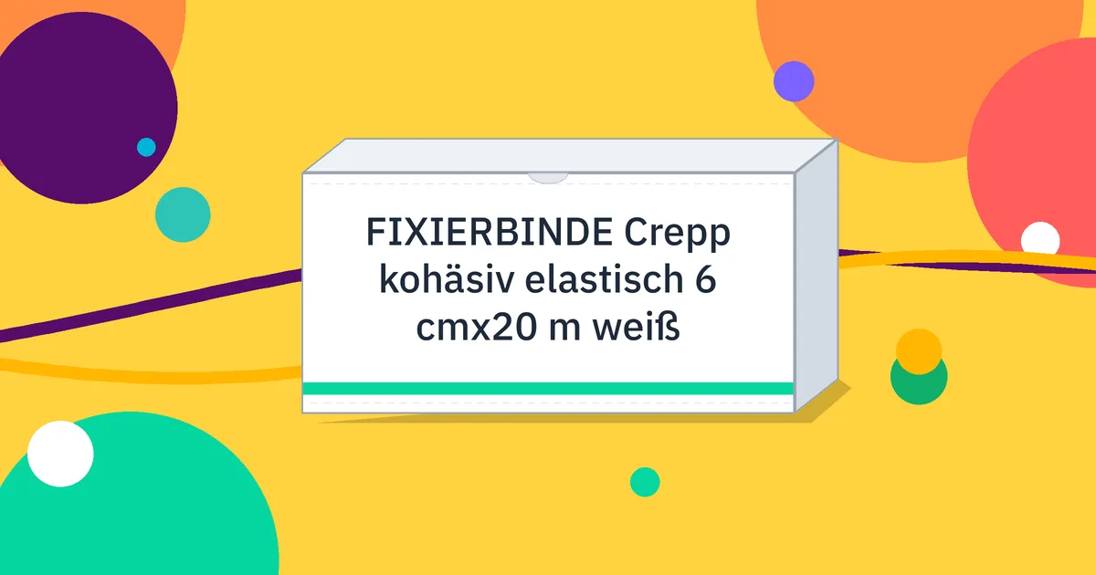 Symbolbild: Packung mit der Aufschrift FIXIERBINDE Crepp kohäsiv elastisch 6 cmx20 m weiß (PZN 08822233) – Verfügbarkeit und Bezug in Apotheken in Frankfurt am Main