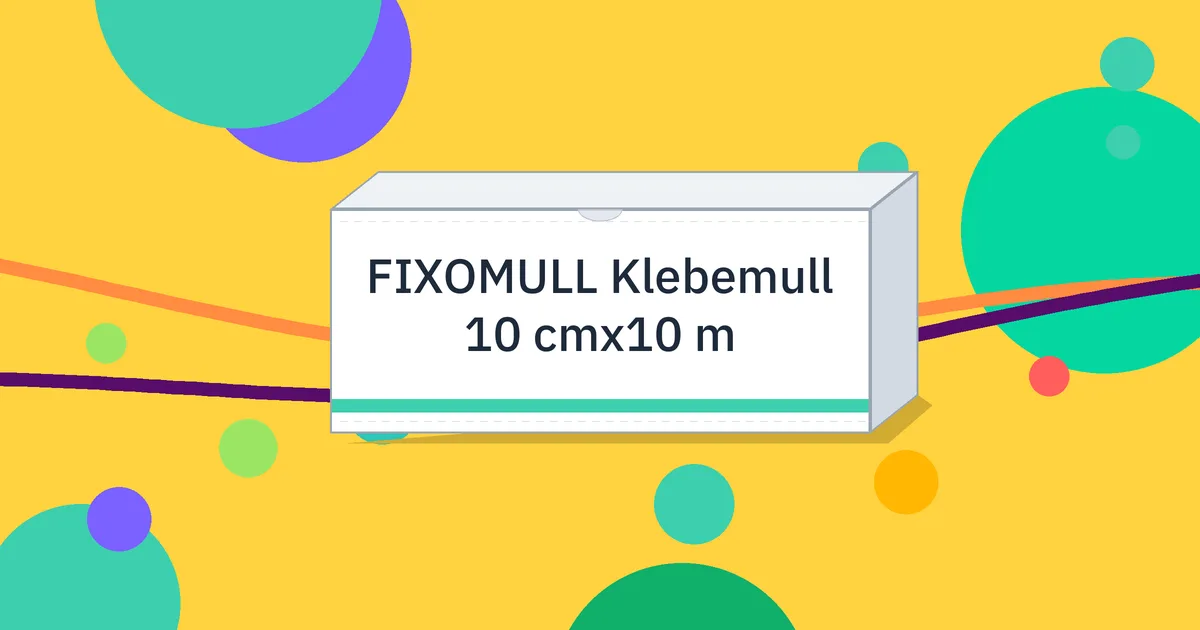 Symbolbild: Packung mit der Aufschrift FIXOMULL Klebemull 10 cmx10 m (PZN 19162774) – Verfügbarkeit und Bezug in Apotheken in Frankfurt am Main
