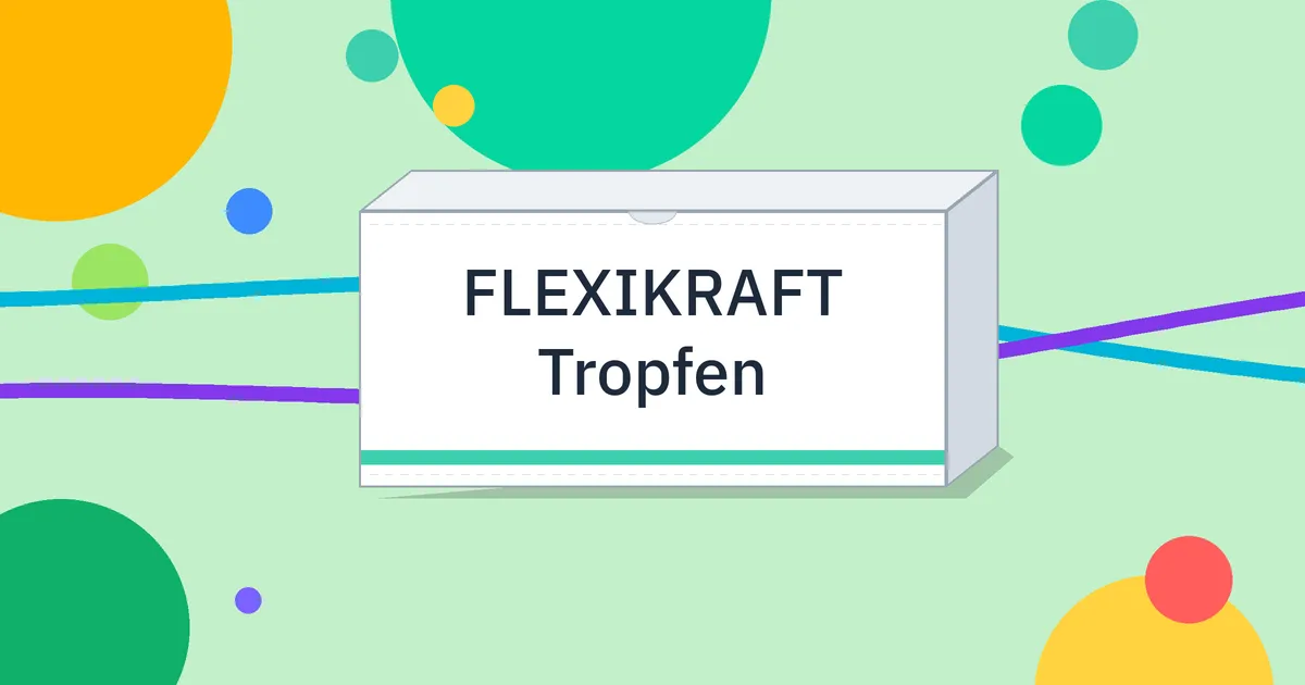 Symbolbild: Packung mit der Aufschrift FLEXIKRAFT Tropfen (PZN 19959567) – Verfügbarkeit und Bezug in Apotheken in Frankfurt am Main