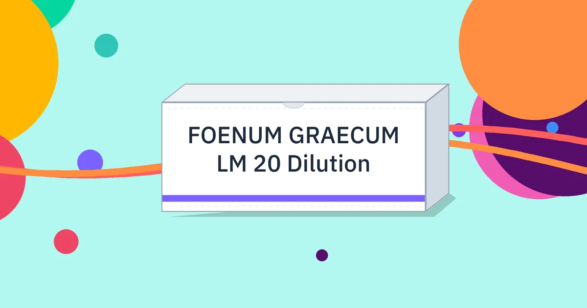 Symbolbild: Packung mit der Aufschrift FOENUM GRAECUM LM 20 Dilution (PZN 13490282) – Verfügbarkeit und Bezug in Apotheken in Frankfurt am Main