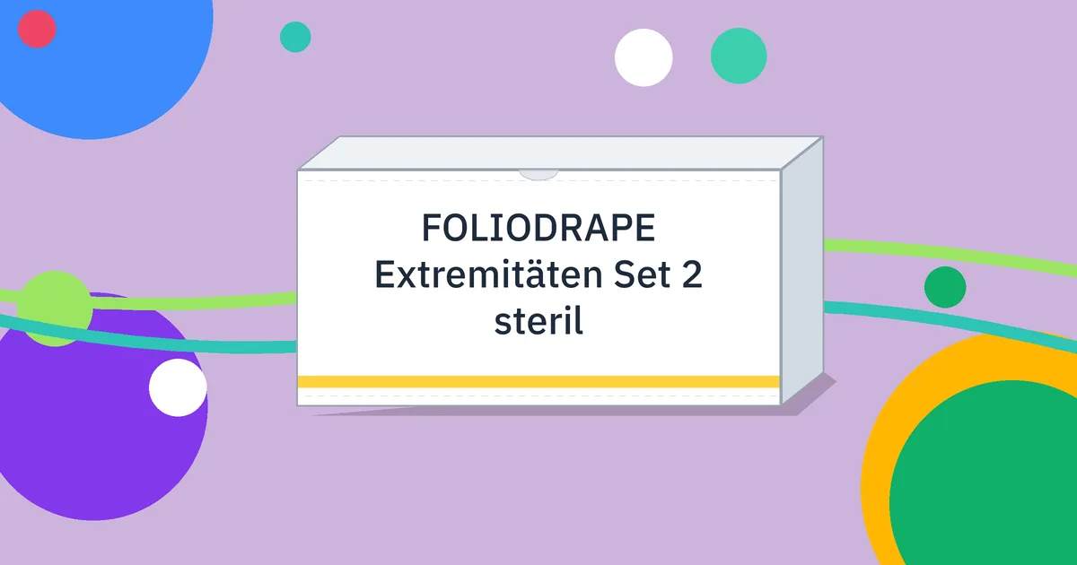 Symbolbild: Packung mit der Aufschrift FOLIODRAPE Extremitäten Set 2 steril (PZN 06892519) – Verfügbarkeit und Bezug in Apotheken in Frankfurt am Main