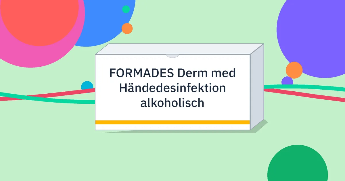 Symbolbild: Packung mit der Aufschrift FORMADES Derm med Händedesinfektion alkoholisch (PZN 12575941) – Verfügbarkeit und Bezug in Apotheken in Frankfurt am Main