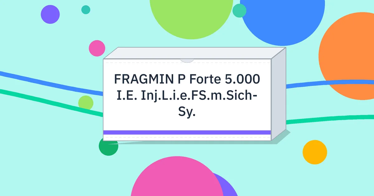 Symbolbild: Packung mit der Aufschrift FRAGMIN P Forte 5.000 I.E. Inj.L.i.e.FS.m.Sich-Sy. (PZN 09723059) – Verfügbarkeit und Bezug in Apotheken in Frankfurt am Main