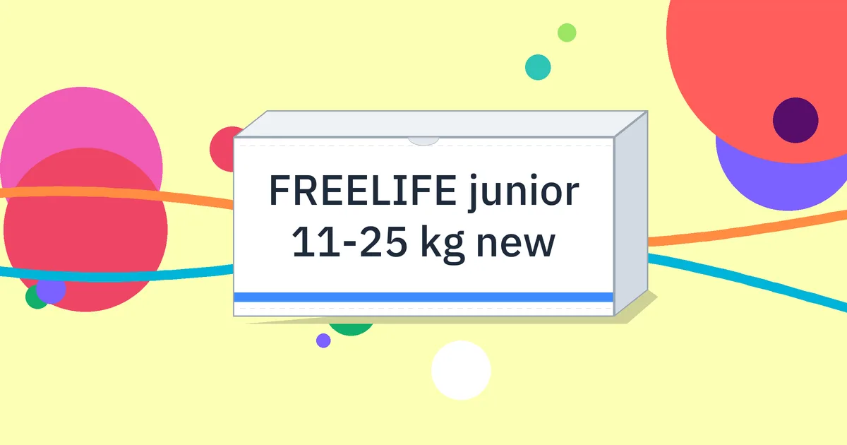 Symbolbild: Packung mit der Aufschrift FREELIFE junior 11-25 kg new (PZN 16734164) – Verfügbarkeit und Bezug in Apotheken in Frankfurt am Main