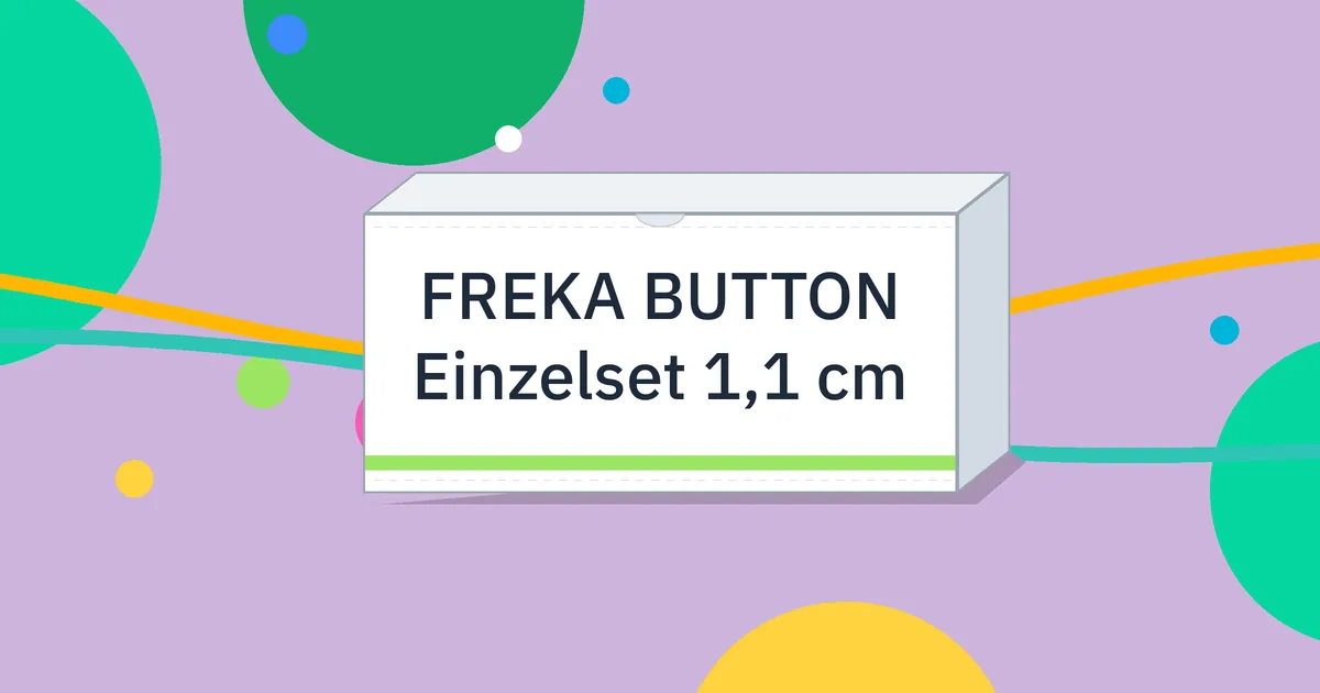 Symbolbild: Packung mit der Aufschrift FREKA BUTTON Einzelset 1,1 cm (PZN 00252865) – Verfügbarkeit und Bezug in Apotheken in Frankfurt am Main