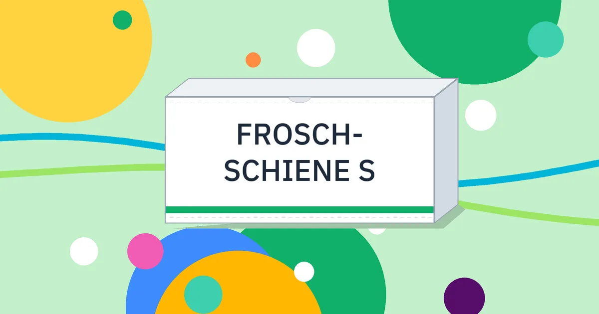 Symbolbild: Packung mit der Aufschrift FROSCH-SCHIENE S (PZN 19069750) – Verfügbarkeit und Bezug in Apotheken in Frankfurt am Main