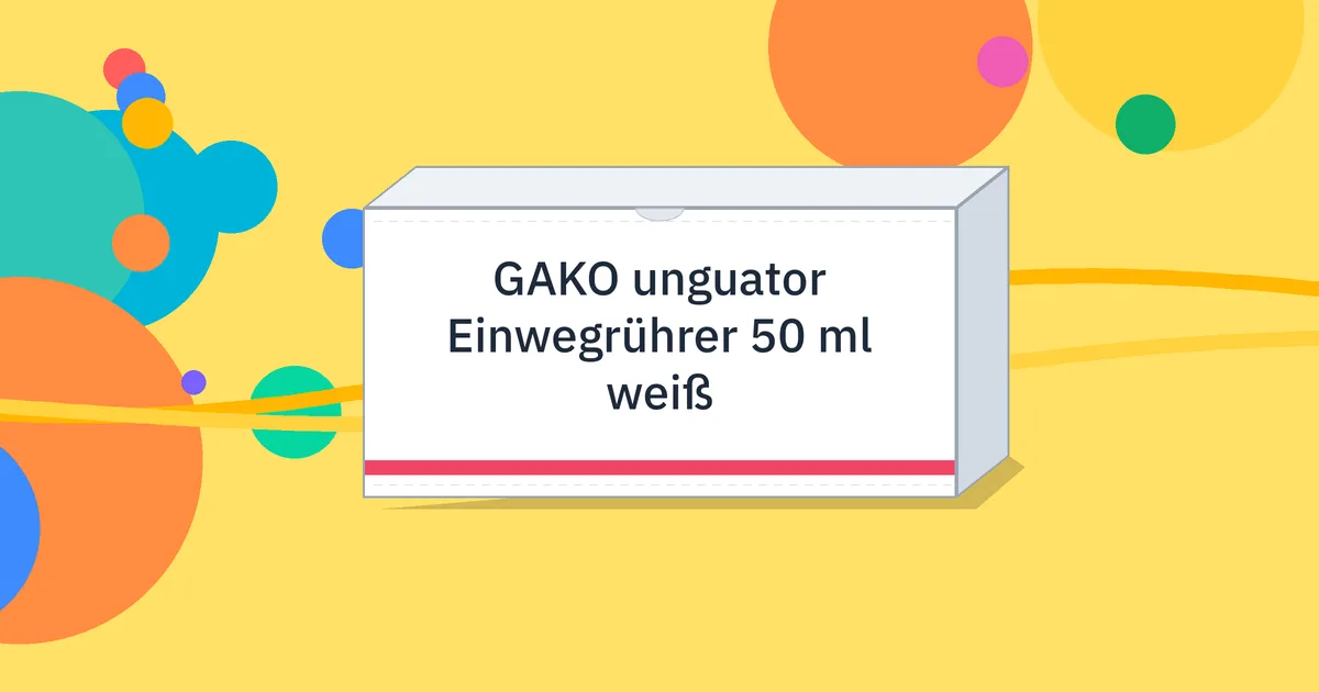 Symbolbild: Packung mit der Aufschrift GAKO unguator Einwegrührer 50 ml weiß (PZN 11603859) – Verfügbarkeit und Bezug in Apotheken in Frankfurt am Main