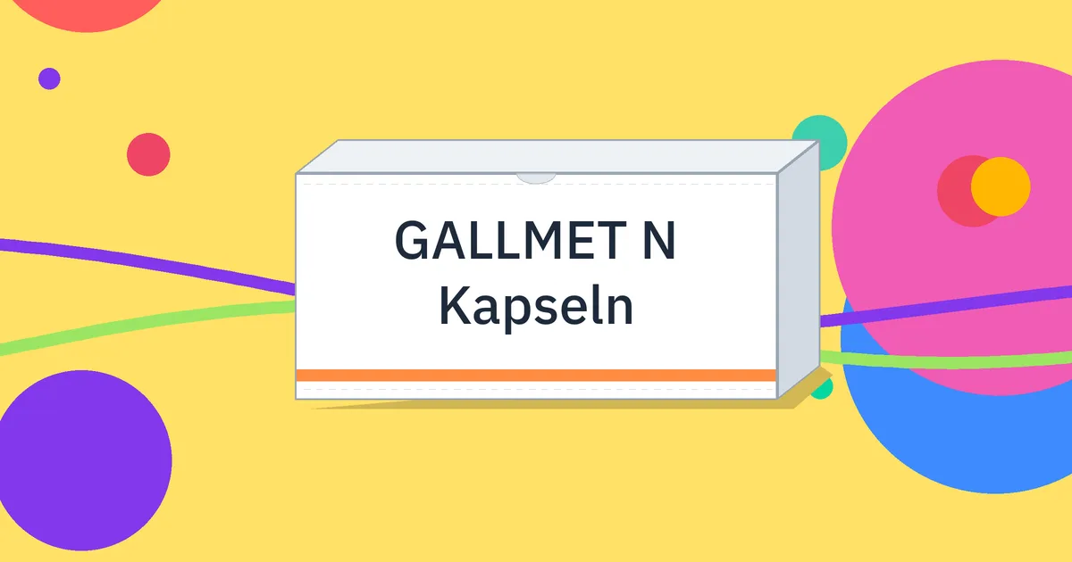 Symbolbild: Packung mit der Aufschrift GALLMET N Kapseln (PZN 09423498) – Verfügbarkeit und Bezug in Apotheken in Frankfurt am Main