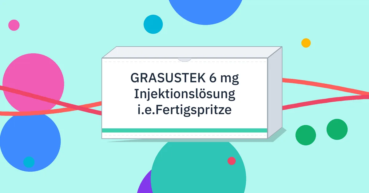 Symbolbild: Packung mit der Aufschrift GRASUSTEK 6 mg Injektionslösung i.e.Fertigspritze (PZN 16880204) – Verfügbarkeit und Bezug in Apotheken in Frankfurt am Main