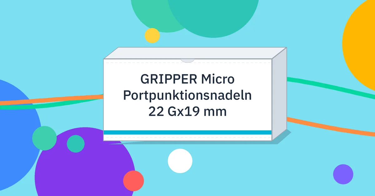 Symbolbild: Packung mit der Aufschrift GRIPPER Micro Portpunktionsnadeln 22 Gx19 mm (PZN 11580644) – Verfügbarkeit und Bezug in Apotheken in Frankfurt am Main