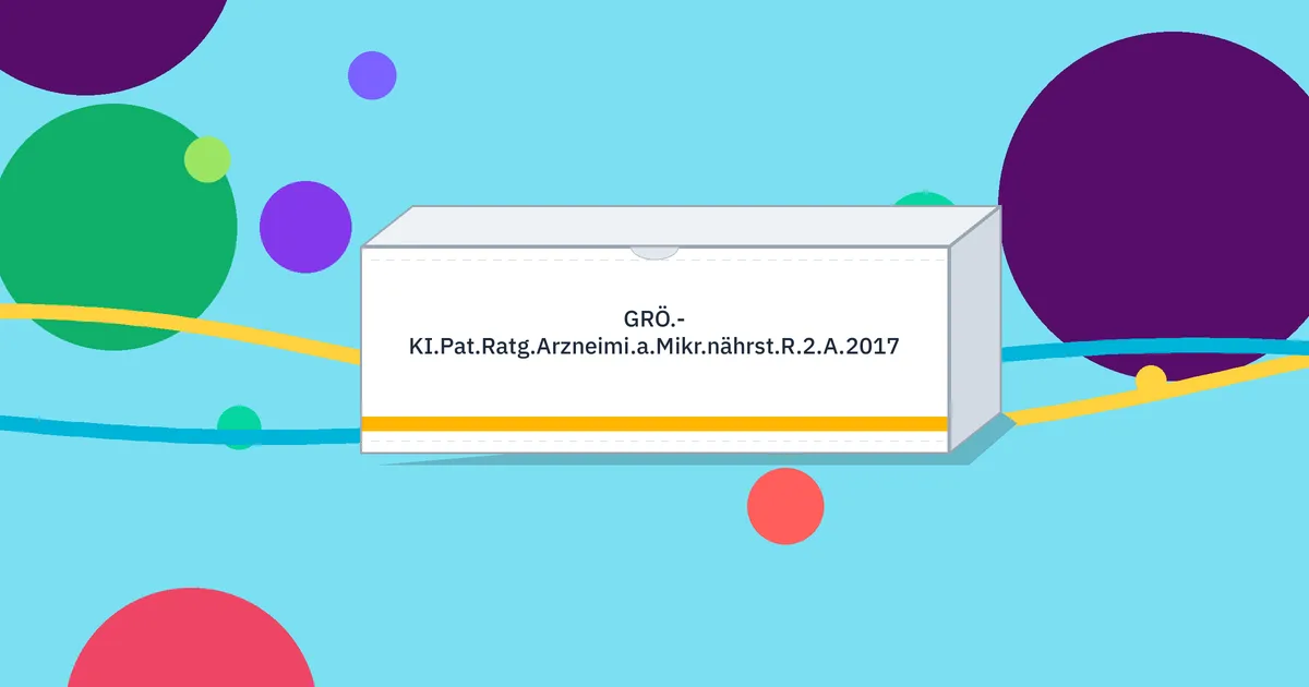 Symbolbild: Packung mit der Aufschrift GRÖ.-KI.Pat.Ratg.Arzneimi.a.Mikr.nährst.R.2.A.2017 (PZN 12903635) – Verfügbarkeit und Bezug in Apotheken in Frankfurt am Main