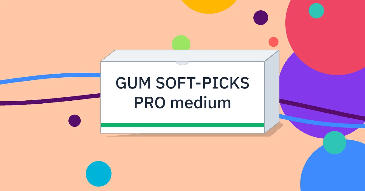 Symbolbild: Packung mit der Aufschrift GUM SOFT-PICKS PRO medium (PZN 18468353) – Verfügbarkeit und Bezug in Apotheken in Frankfurt am Main