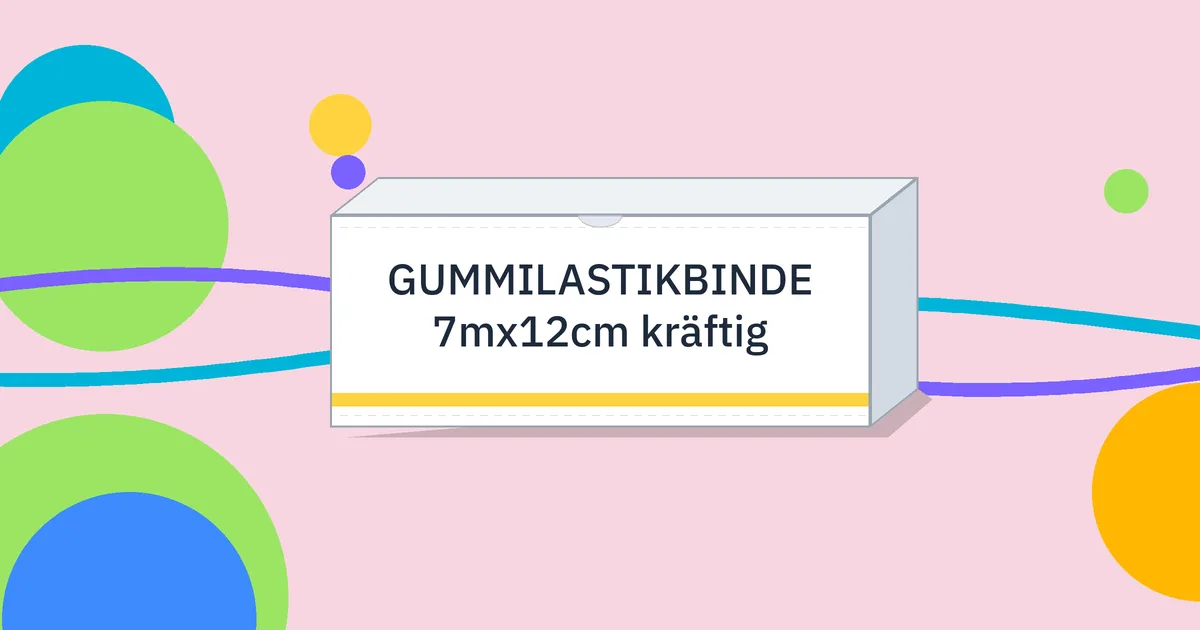 Symbolbild: Packung mit der Aufschrift GUMMILASTIKBINDE 7mx12cm kräftig (PZN 01721463) – Verfügbarkeit und Bezug in Apotheken in Frankfurt am Main