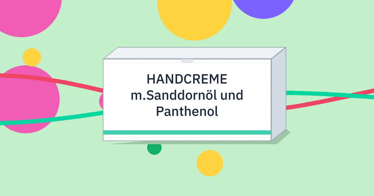 Symbolbild: Packung mit der Aufschrift HANDCREME m.Sanddornöl und Panthenol (PZN 13246872) – Verfügbarkeit und Bezug in Apotheken in Frankfurt am Main