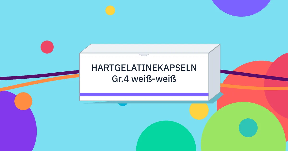 Symbolbild: Packung mit der Aufschrift HARTGELATINEKAPSELN Gr.4 weiß-weiß (PZN 03005110) – Verfügbarkeit und Bezug in Apotheken in Frankfurt am Main