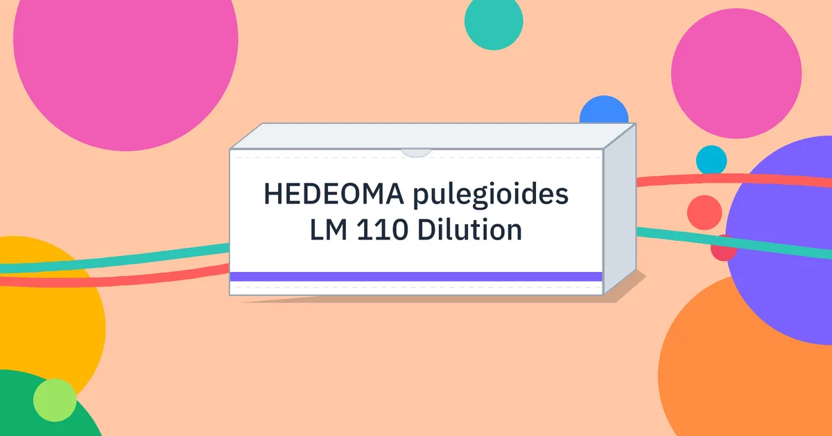 Symbolbild: Packung mit der Aufschrift HEDEOMA pulegioides LM 110 Dilution (PZN 13551463) – Verfügbarkeit und Bezug in Apotheken in Frankfurt am Main