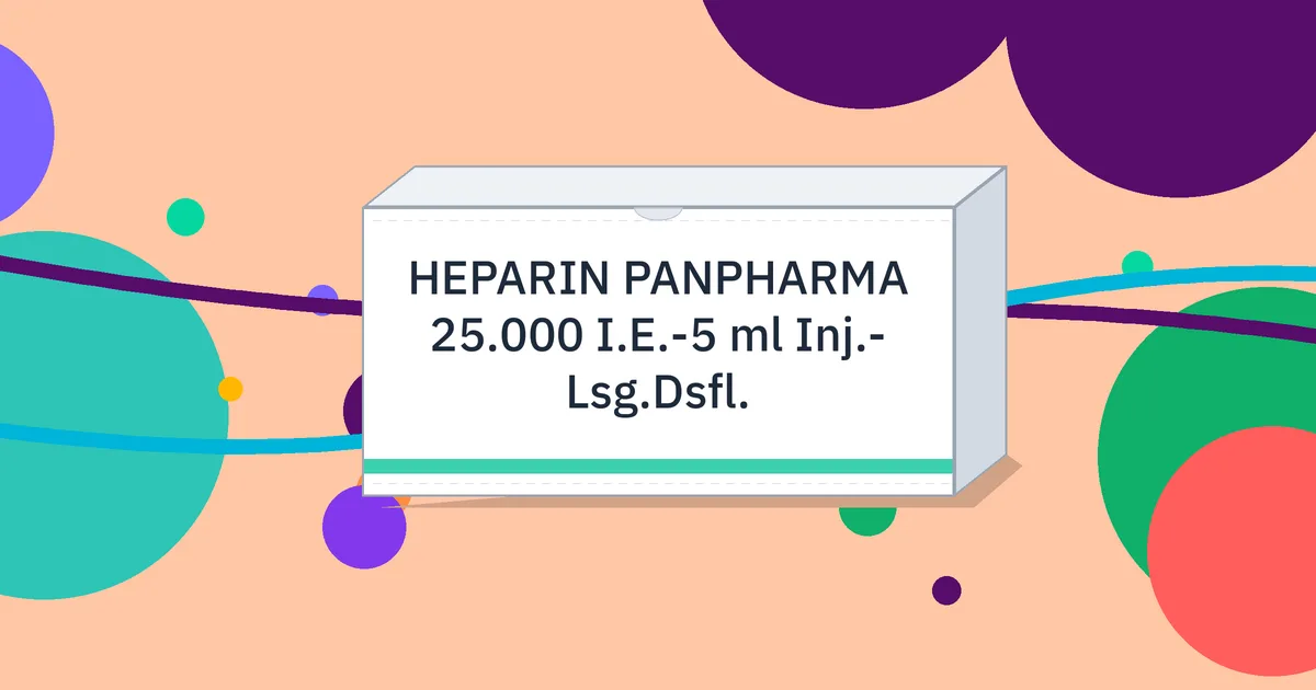 Symbolbild: Packung mit der Aufschrift HEPARIN PANPHARMA 25.000 I.E.-5 ml Inj.-Lsg.Dsfl. (PZN 16200066) – Verfügbarkeit und Bezug in Apotheken in Frankfurt am Main