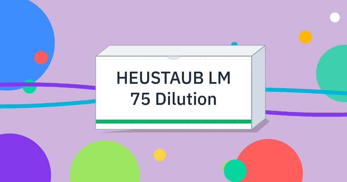 Symbolbild: Packung mit der Aufschrift HEUSTAUB LM 75 Dilution (PZN 12888611) – Verfügbarkeit und Bezug in Apotheken in Frankfurt am Main