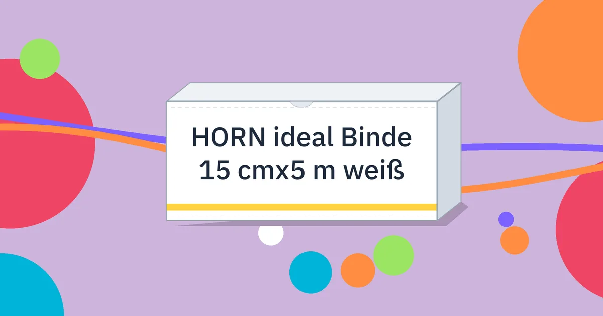 Symbolbild: Packung mit der Aufschrift HORN ideal Binde 15 cmx5 m weiß (PZN 04347255) – Verfügbarkeit und Bezug in Apotheken in Frankfurt am Main