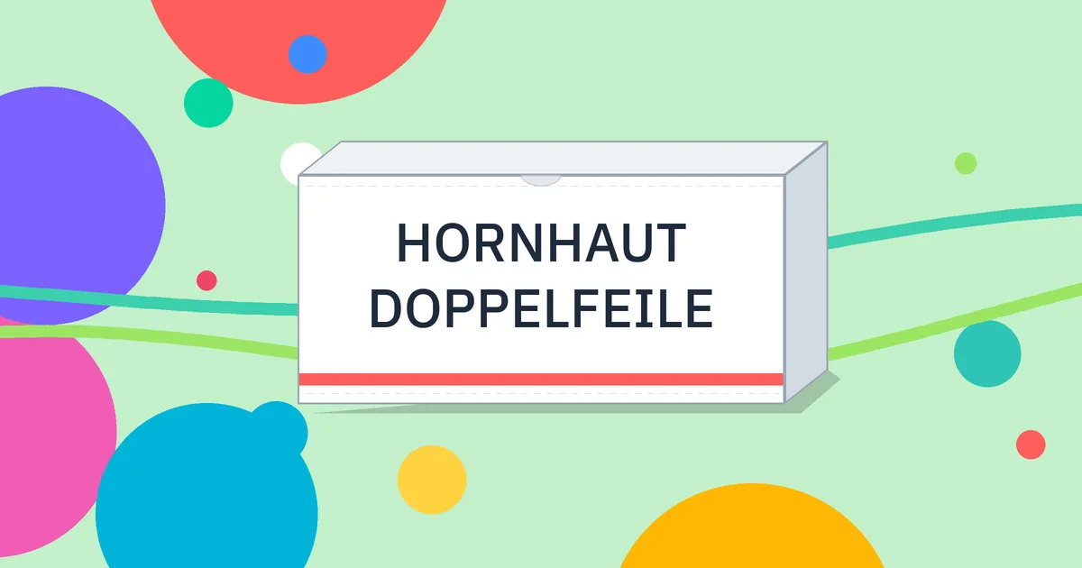 Symbolbild: Packung mit der Aufschrift HORNHAUT DOPPELFEILE (PZN 15632220) – Verfügbarkeit und Bezug in Apotheken in Frankfurt am Main