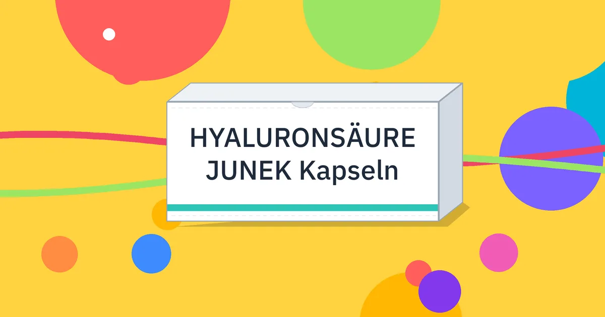 Symbolbild: Packung mit der Aufschrift HYALURONSÄURE JUNEK Kapseln (PZN 09324945) – Verfügbarkeit und Bezug in Apotheken in Frankfurt am Main
