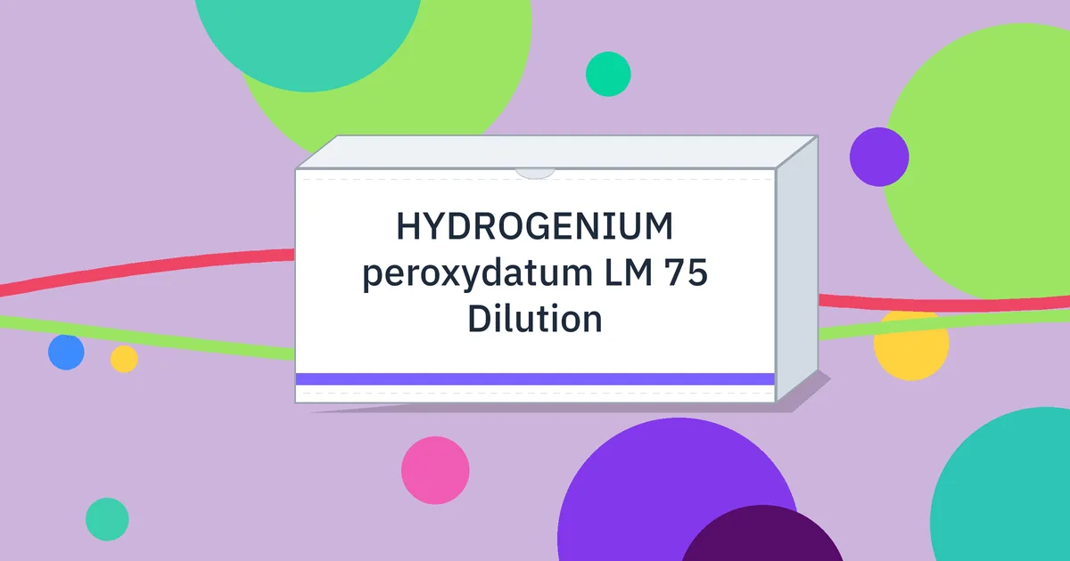 Symbolbild: Packung mit der Aufschrift HYDROGENIUM peroxydatum LM 75 Dilution (PZN 13557483) – Verfügbarkeit und Bezug in Apotheken in Frankfurt am Main