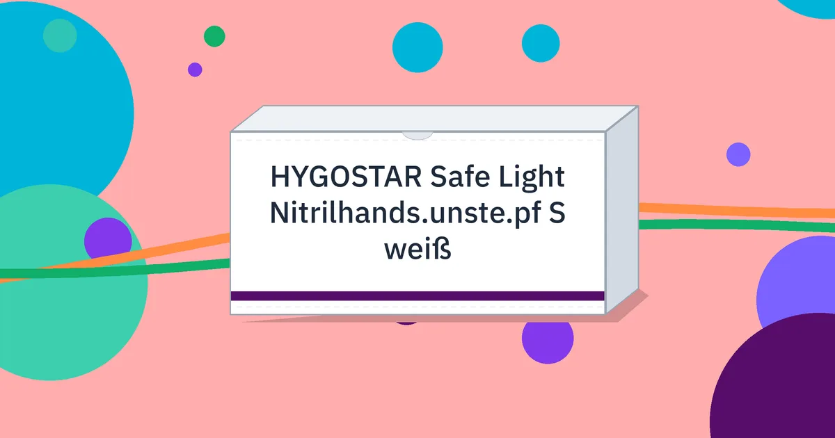 Symbolbild: Packung mit der Aufschrift HYGOSTAR Safe Light Nitrilhands.unste.pf S weiß (PZN 20306959) – Verfügbarkeit und Bezug in Apotheken in Frankfurt am Main
