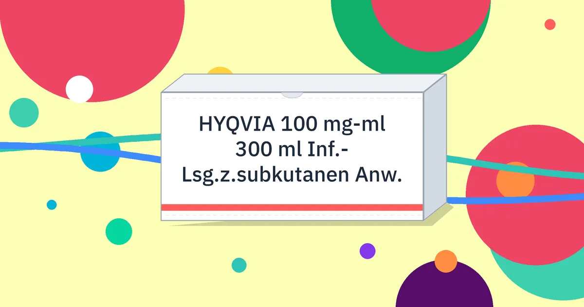 Symbolbild: Packung mit der Aufschrift HYQVIA 100 mg-ml 300 ml Inf.-Lsg.z.subkutanen Anw. (PZN 14852505) – Verfügbarkeit und Bezug in Apotheken in Frankfurt am Main