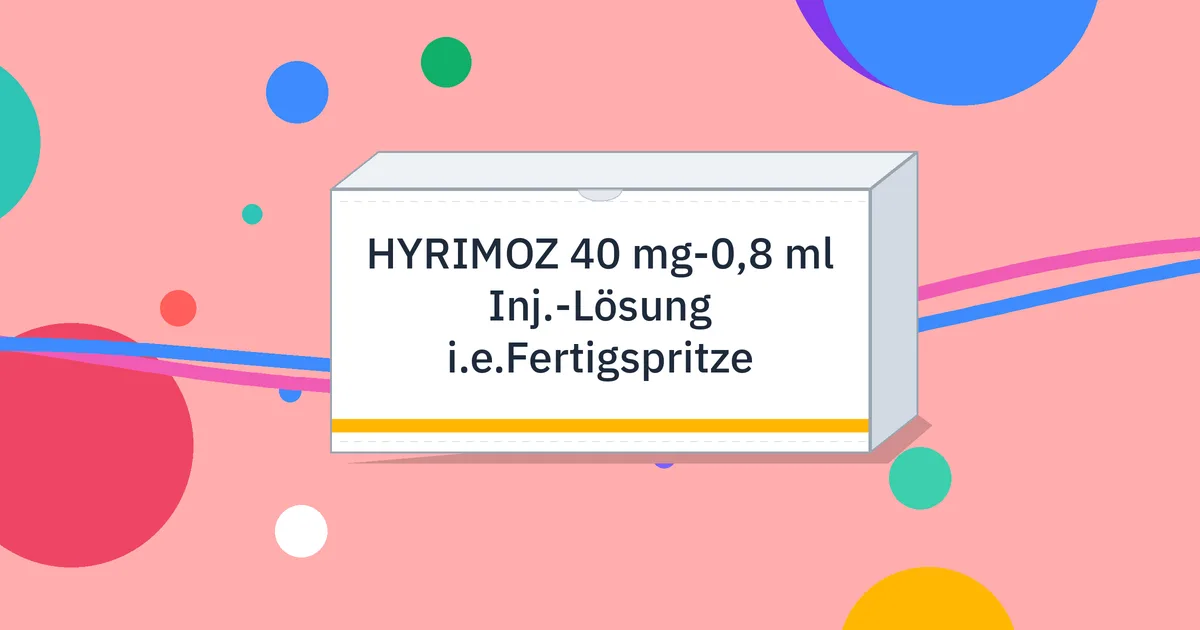 Symbolbild: Packung mit der Aufschrift HYRIMOZ 40 mg-0,8 ml Inj.-Lösung i.e.Fertigspritze (PZN 18004636) – Verfügbarkeit und Bezug in Apotheken in Frankfurt am Main
