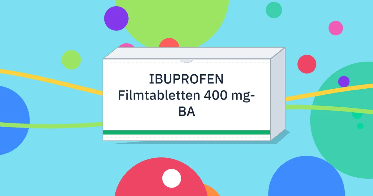 Symbolbild: Packung mit der Aufschrift IBUPROFEN Filmtabletten 400 mg-BA (PZN 14140578) – Verfügbarkeit und Bezug in Apotheken in Frankfurt am Main
