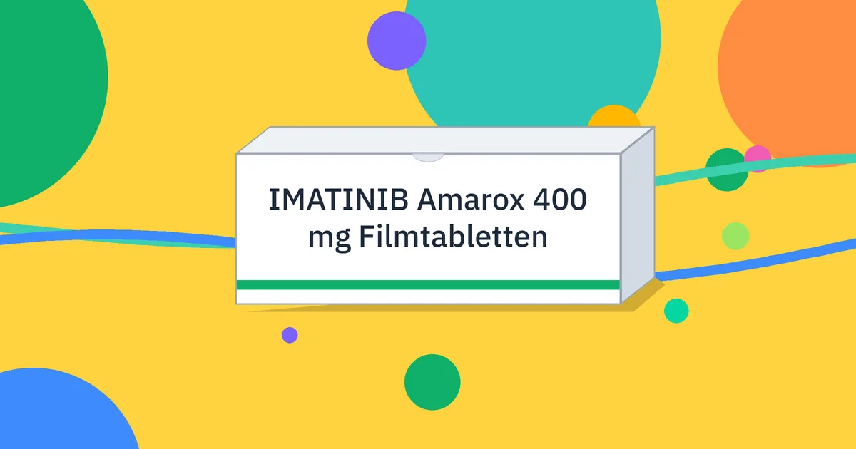 Symbolbild: Packung mit der Aufschrift IMATINIB Amarox 400 mg Filmtabletten (PZN 16804717) – Verfügbarkeit und Bezug in Apotheken in Frankfurt am Main