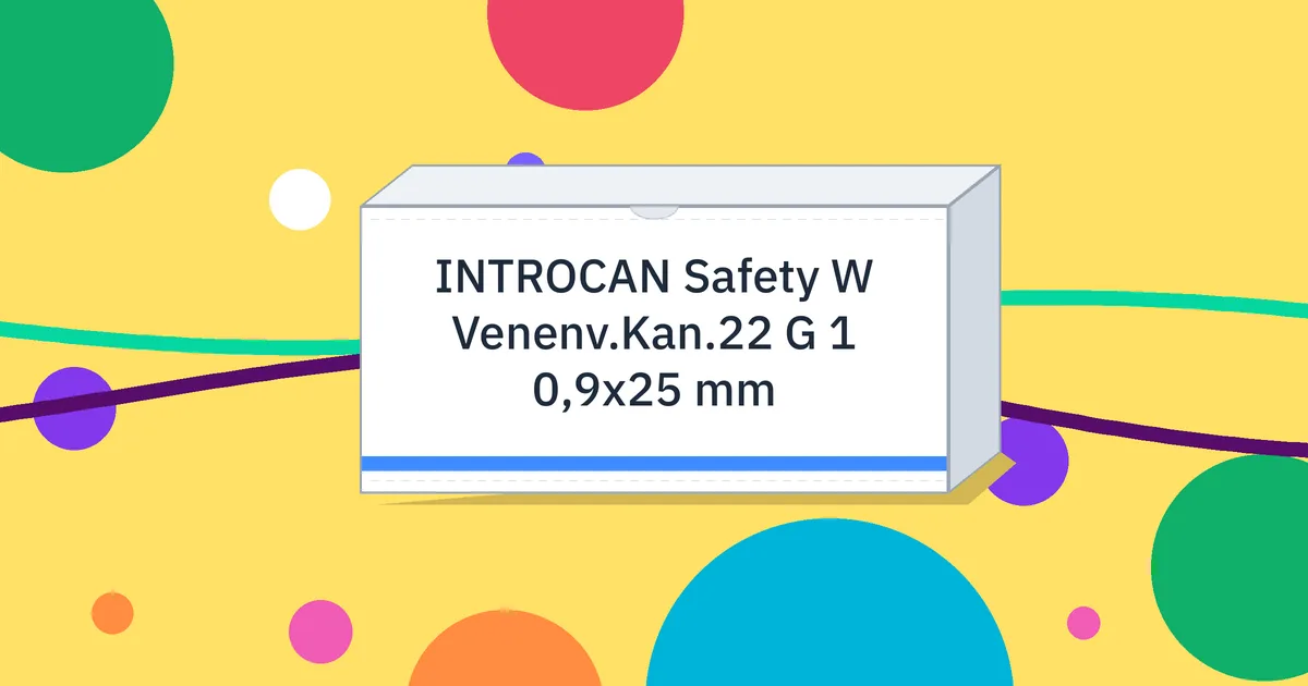 Symbolbild: Packung mit der Aufschrift INTROCAN Safety W Venenv.Kan.22 G 1 0,9x25 mm (PZN 20345385) – Verfügbarkeit und Bezug in Apotheken in Frankfurt am Main