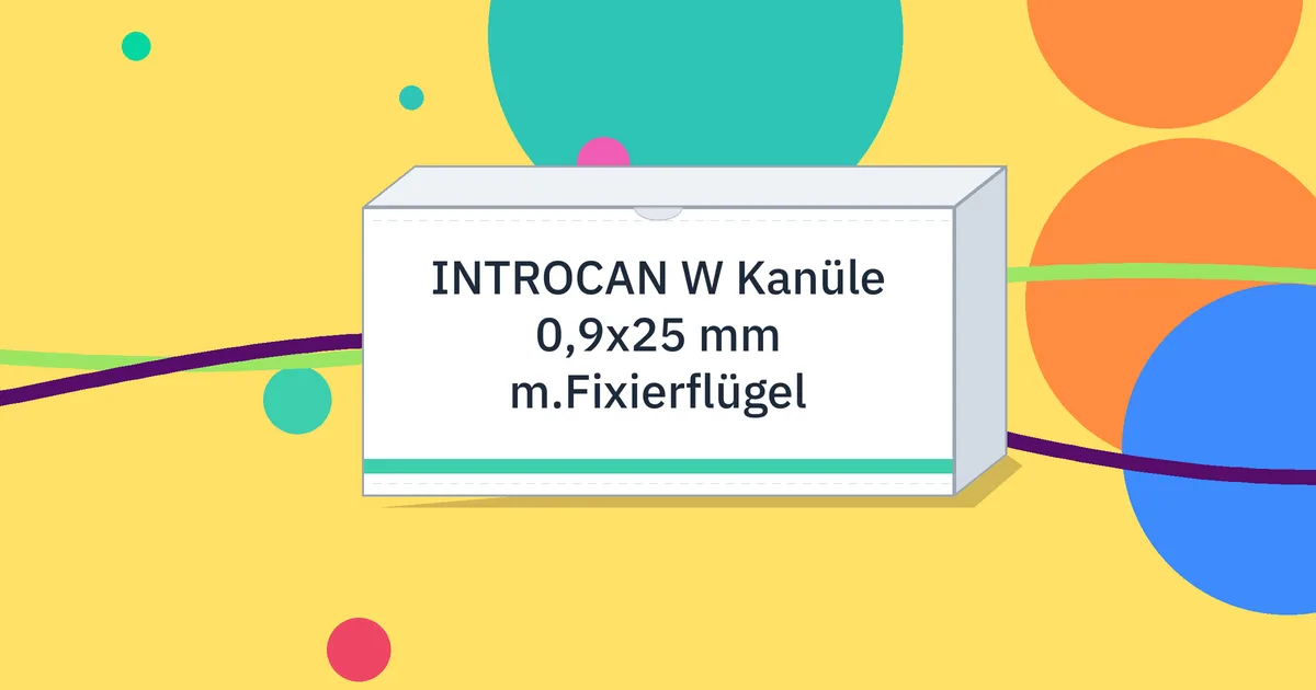 Symbolbild: Packung mit der Aufschrift INTROCAN W Kanüle 0,9x25 mm m.Fixierflügel (PZN 04423890) – Verfügbarkeit und Bezug in Apotheken in Frankfurt am Main