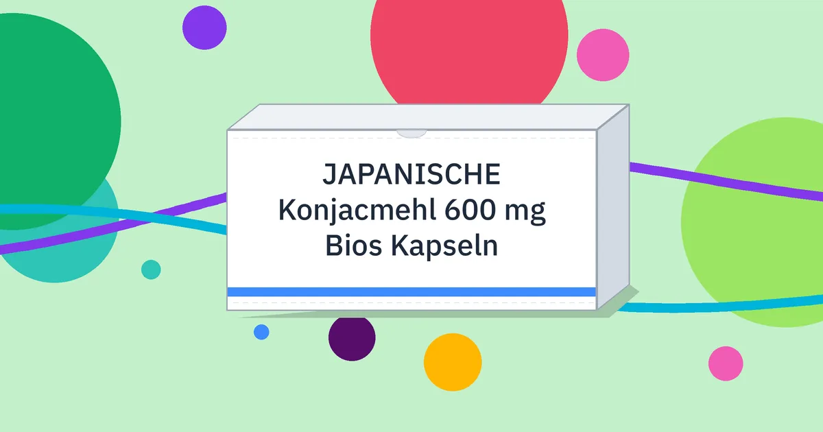 Symbolbild: Packung mit der Aufschrift JAPANISCHE Konjacmehl 600 mg Bios Kapseln (PZN 05974155) – Verfügbarkeit und Bezug in Apotheken in Frankfurt am Main