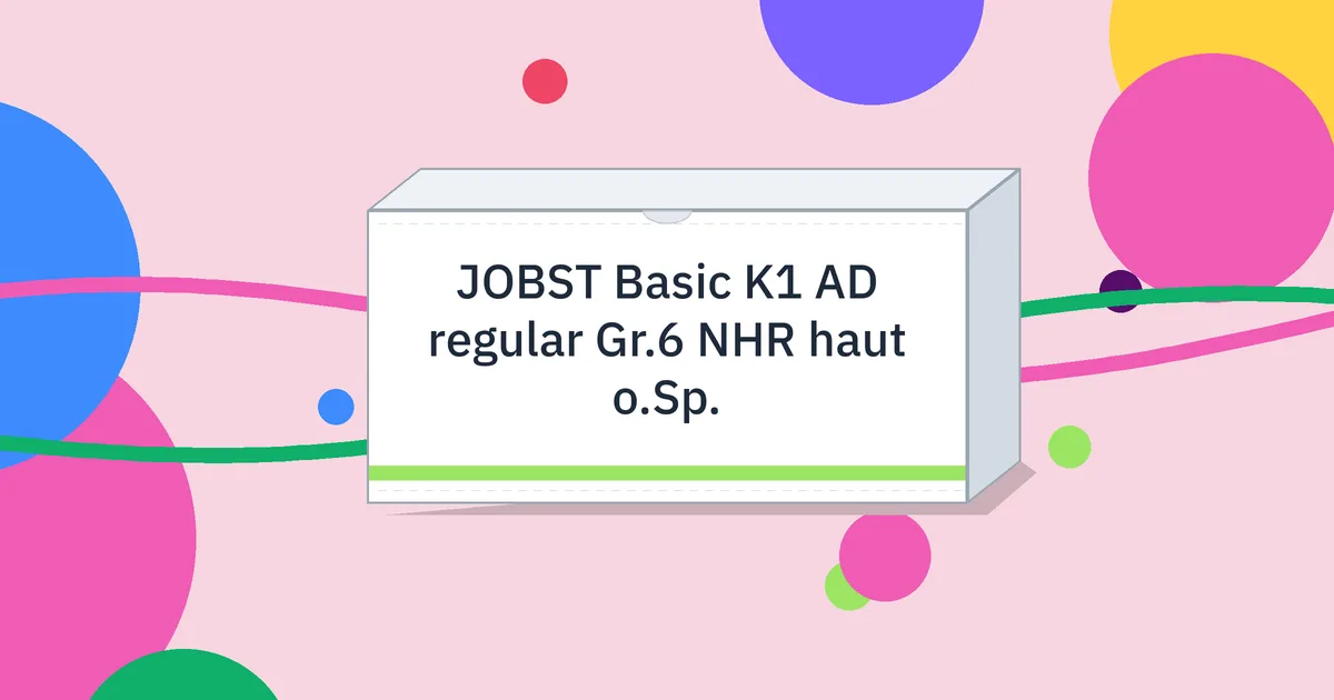 Symbolbild: Packung mit der Aufschrift JOBST Basic K1 AD regular Gr.6 NHR haut o.Sp. (PZN 15312805) – Verfügbarkeit und Bezug in Apotheken in Frankfurt am Main