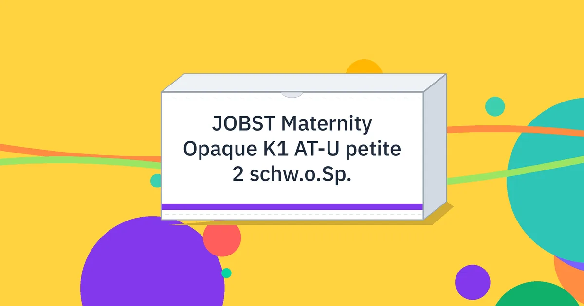 Symbolbild: Packung mit der Aufschrift JOBST Maternity Opaque K1 AT-U petite 2 schw.o.Sp. (PZN 15852967) – Verfügbarkeit und Bezug in Apotheken in Frankfurt am Main
