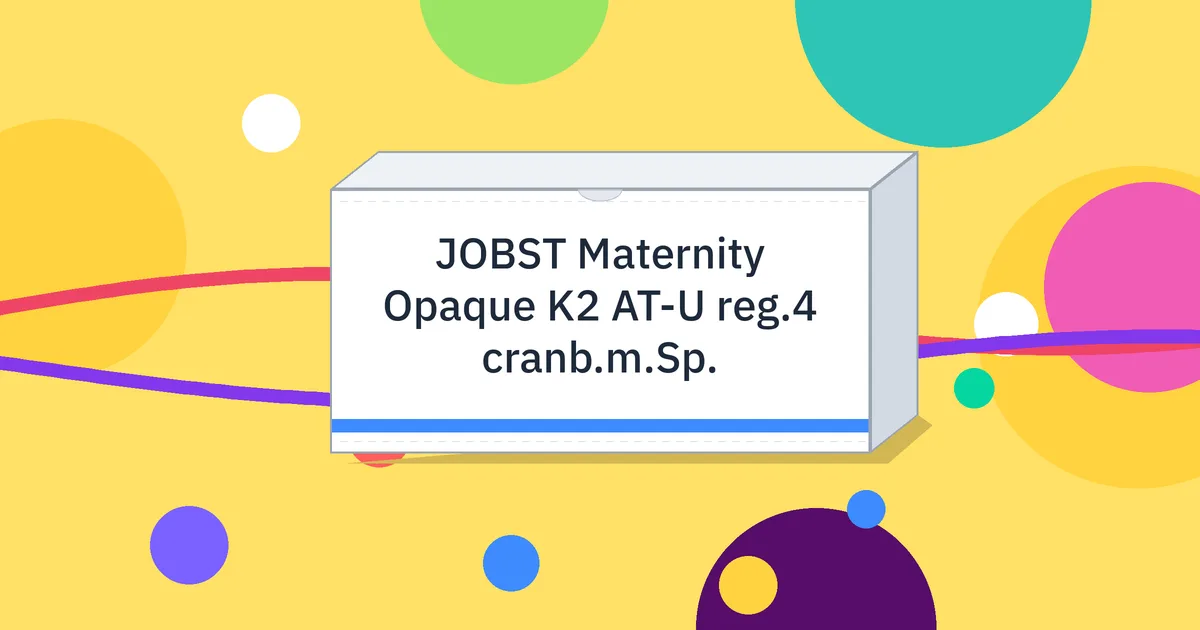 Symbolbild: Packung mit der Aufschrift JOBST Maternity Opaque K2 AT-U reg.4 cranb.m.Sp. (PZN 15858697) – Verfügbarkeit und Bezug in Apotheken in Frankfurt am Main